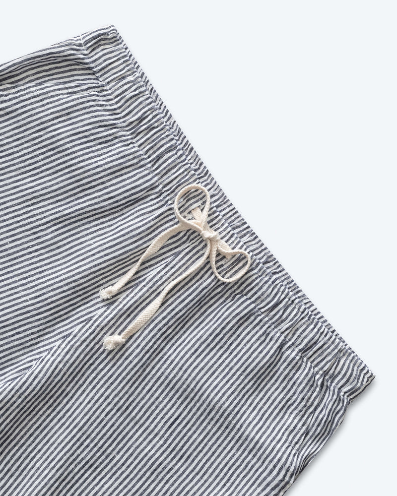 Bo Linen Drawstring Pants - Sustainable French Linen / Blue and White ...