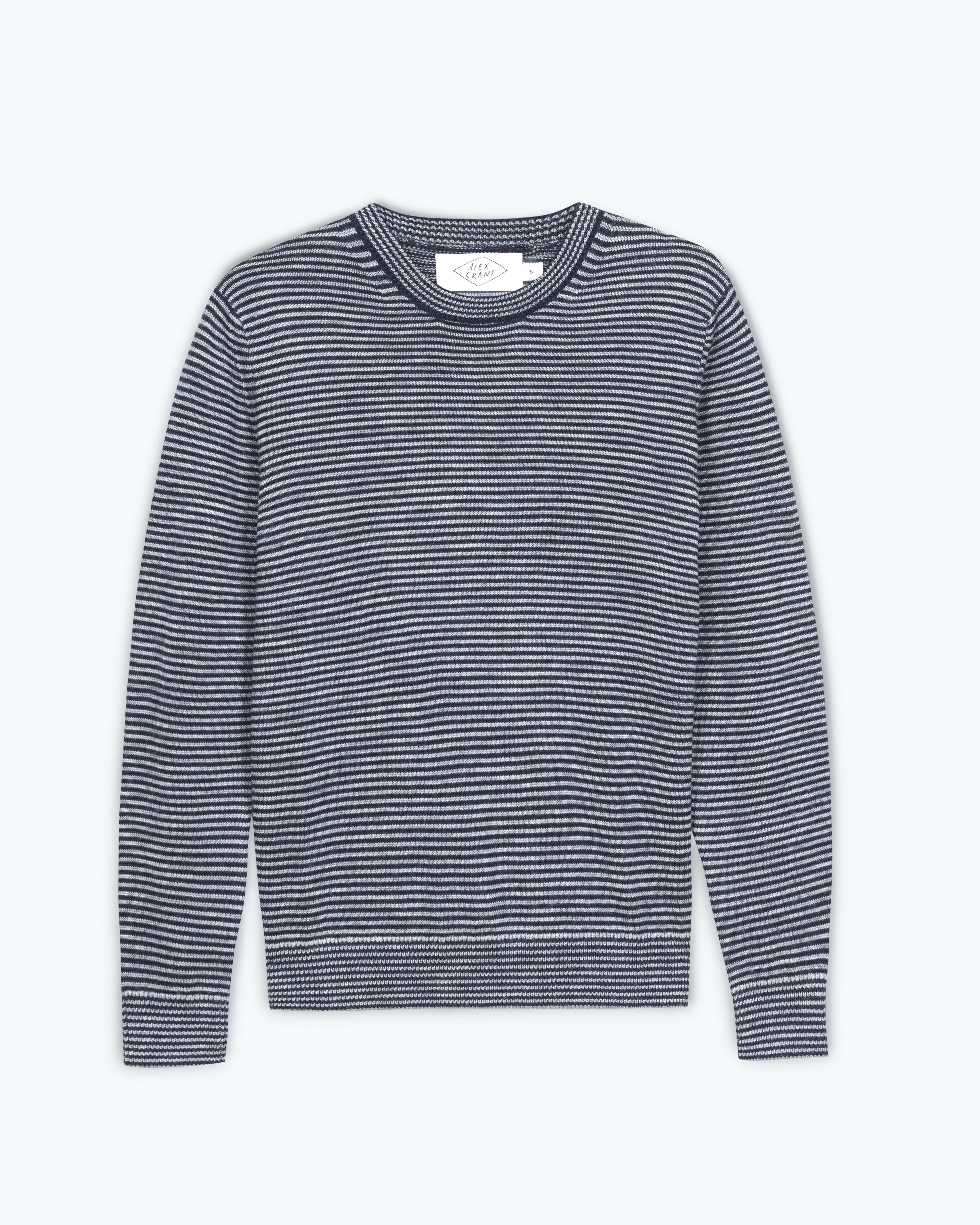 Campo Organic Merino Wool Sweater / Blue and White Stripe Indigo Lines ...