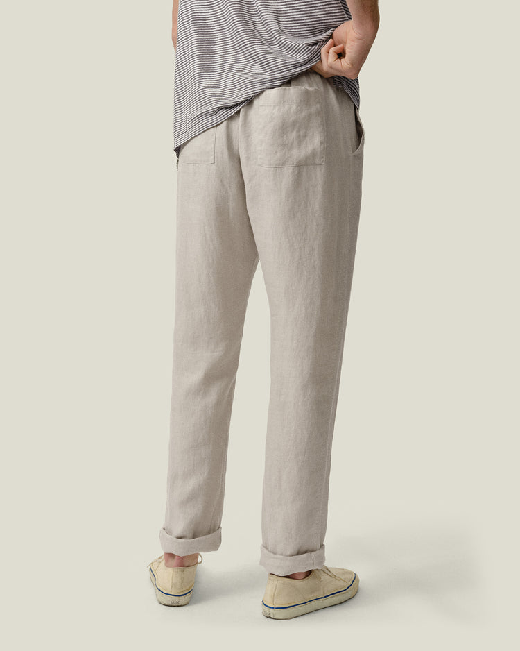 Bo Linen Drawstring Pants - Sustainable French Linen / Natural Bone ...